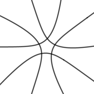 Rotated exponential graphs with changing base